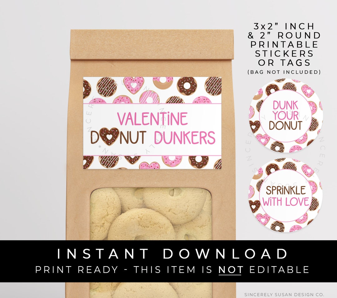 Instant Download Valentine Donut Dunkers Printable, Dunk A Donut Cookie ...