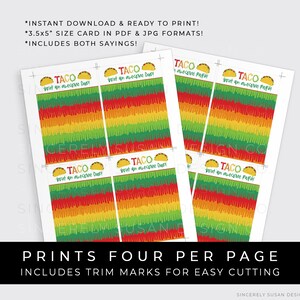 Instant Download Father's Day Taco Cookie Card Printable, Taco Bout ...