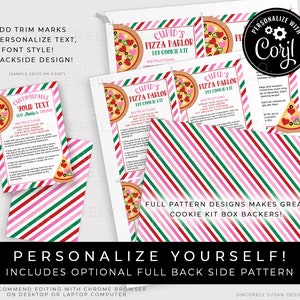 CUSTOMIZABLE Valentine Pizza DIY Cookie Kit Instructions Printable Card ...