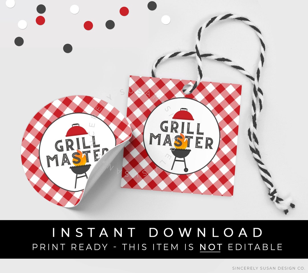 Instant Download Grill Master Tag, Summer BBQ Grilling Theme Gift Tag ...