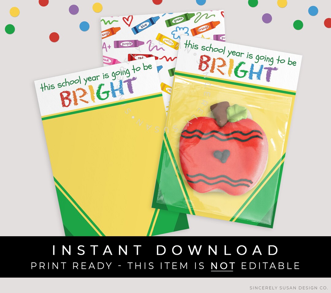 Instant Download Crayons Back to School Cookie Card Printable, This is ...