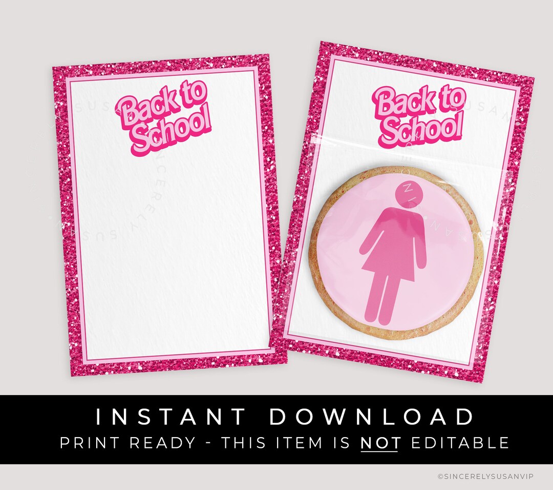 Instant Download Pink Glitter Back to School Printable Card Backer, BTS ...