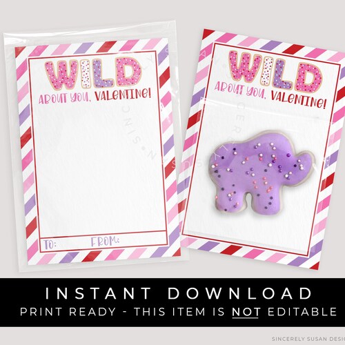 Instant Download WILD About You Valentine Animal Cracker - Etsy