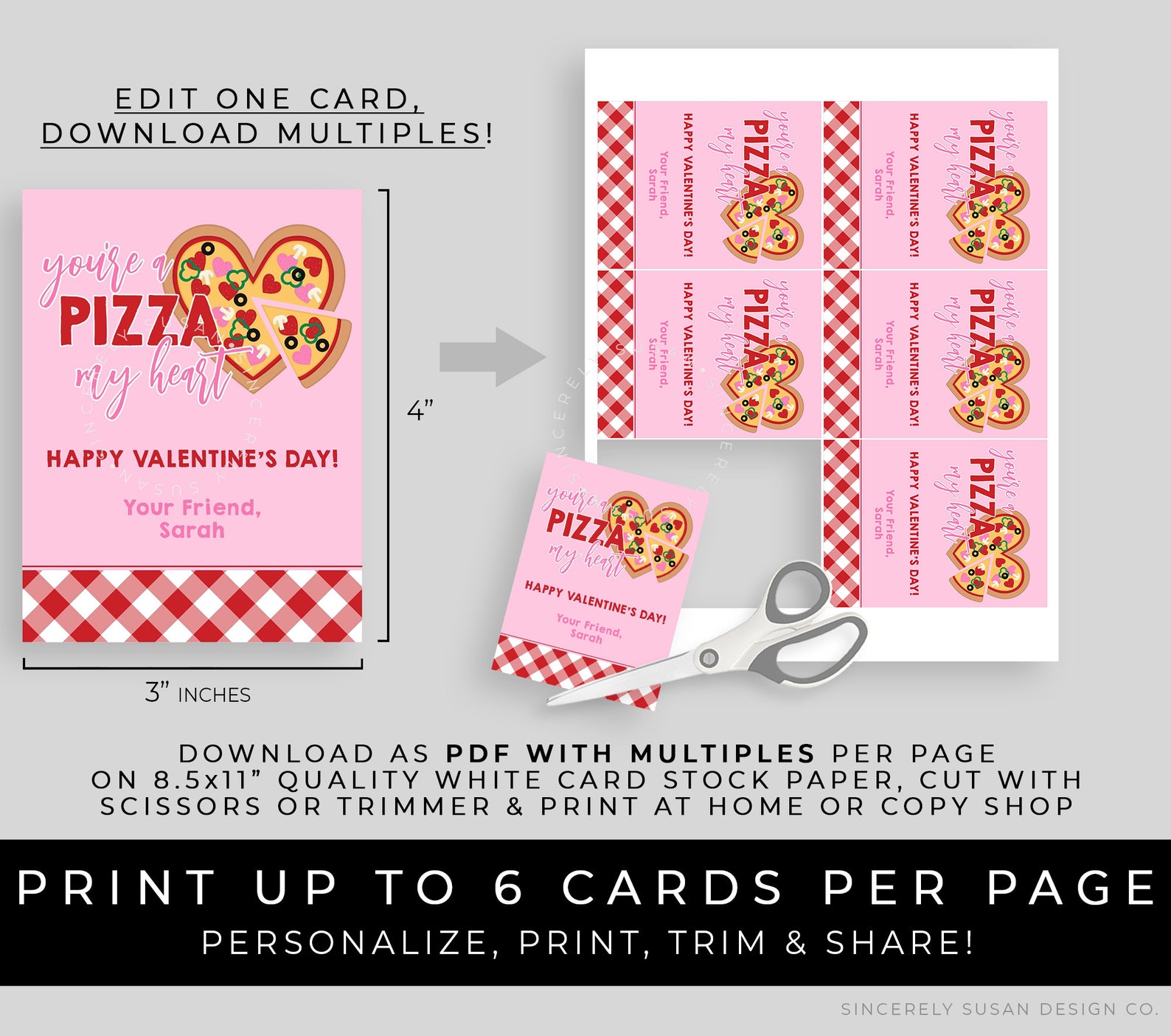 Pizza Valentine's Day Cards for Kids School Classroom - Etsy