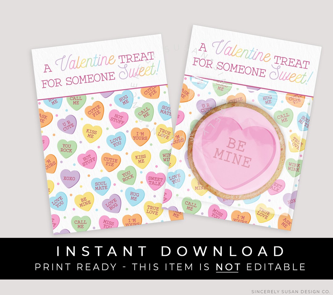 Instant Download Valentine's Day Mini Cookie Card, Printable Candy ...