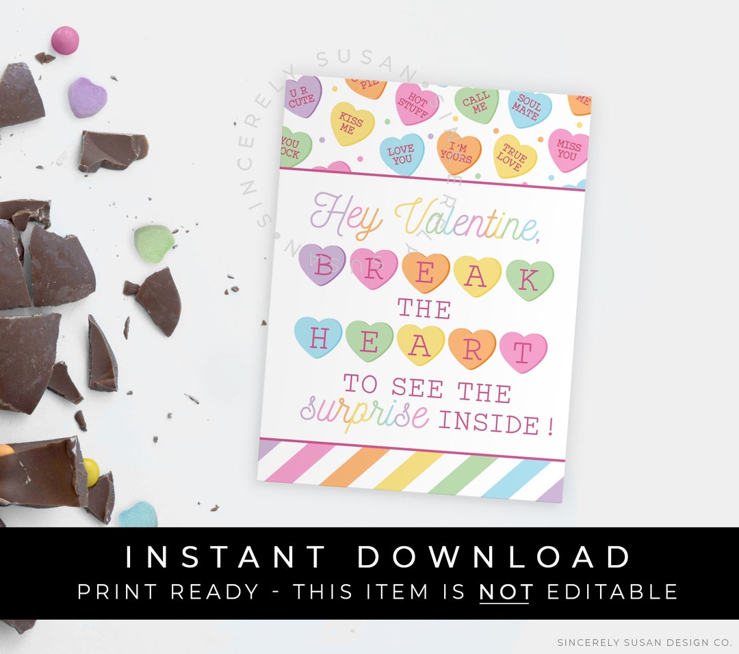 Instant Download Printable Valentine's Day Giant Breakable Chocolate ...