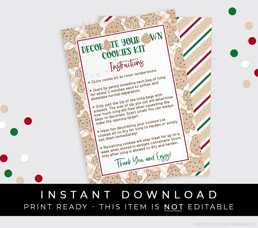 Instant Download Christmas Decorate Your Own Cookie Kit, Holiday DIY ...