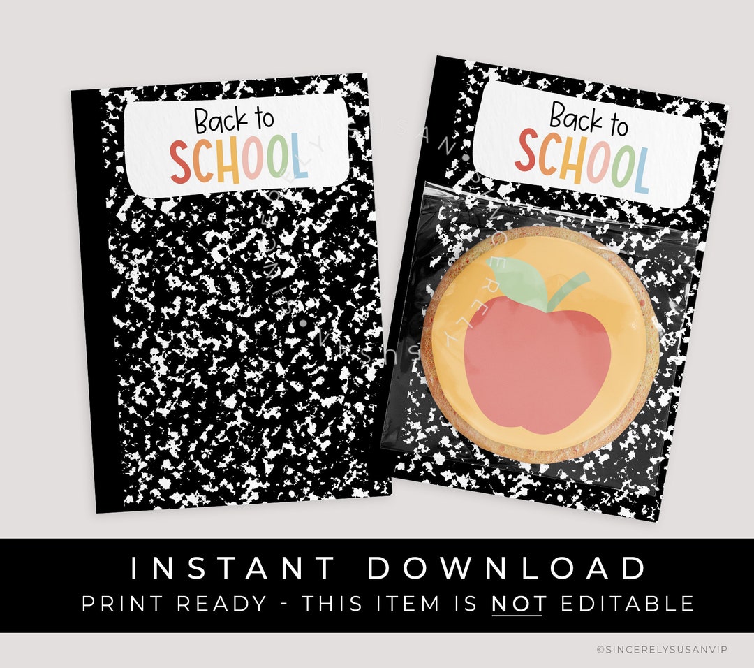 Instant Download Back to School Composition Cookie Card Printable ...