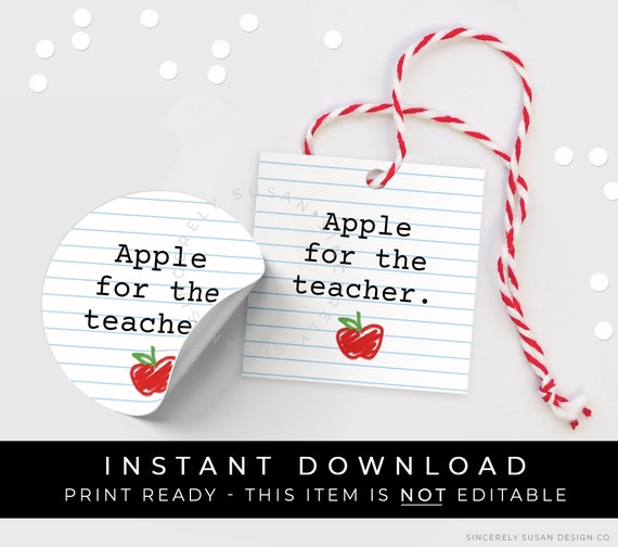 Instant Download Apple for the Teacher Back to School Tag | Etsy
