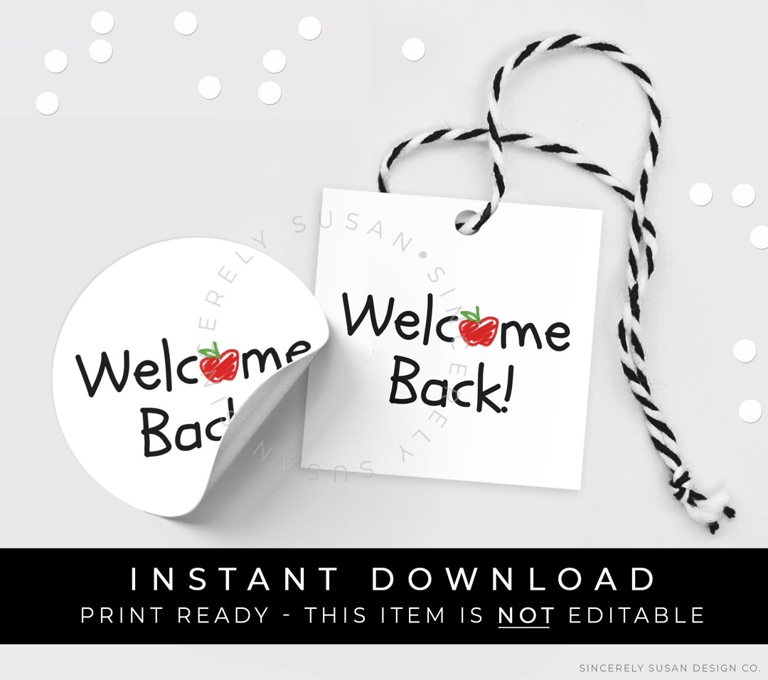 Instant Download Welcome Back to School Tag, Kids Preschool Apple ...