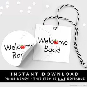 Instant Download Welcome Back to School Tag, Kids Preschool Apple ...