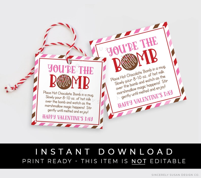 Instant Download You're the Bomb Valentine Hot Chocolate | Etsy