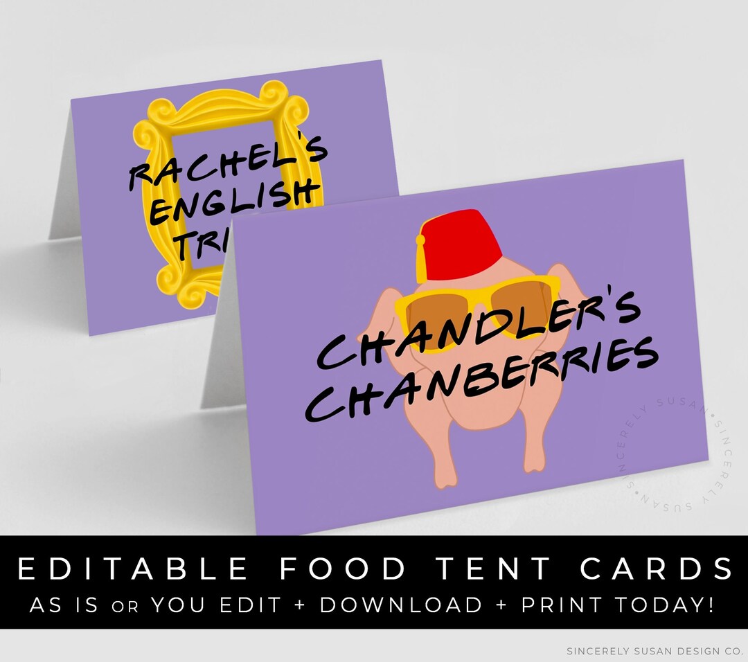 Friends Thanksgiving Party Food Label Buffet Card Tent Printable ...
