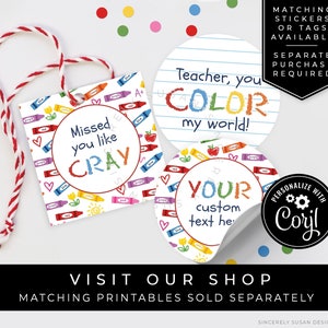 CUSTOMIZABLE Crayons Back to School Printable Bag Toppers, BTS Missed ...
