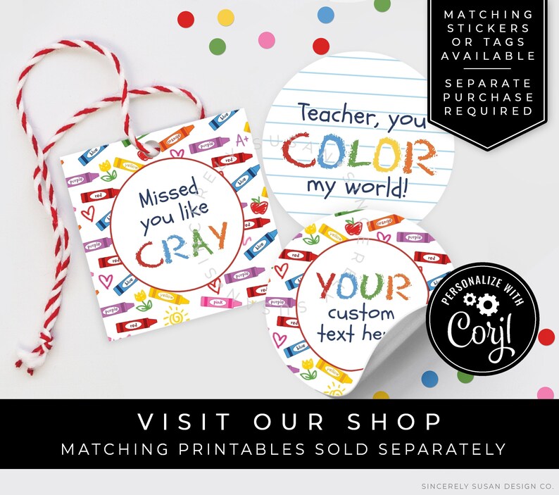 CUSTOMIZABLE Crayons Back to School Printable Bag Toppers, BTS Missed ...