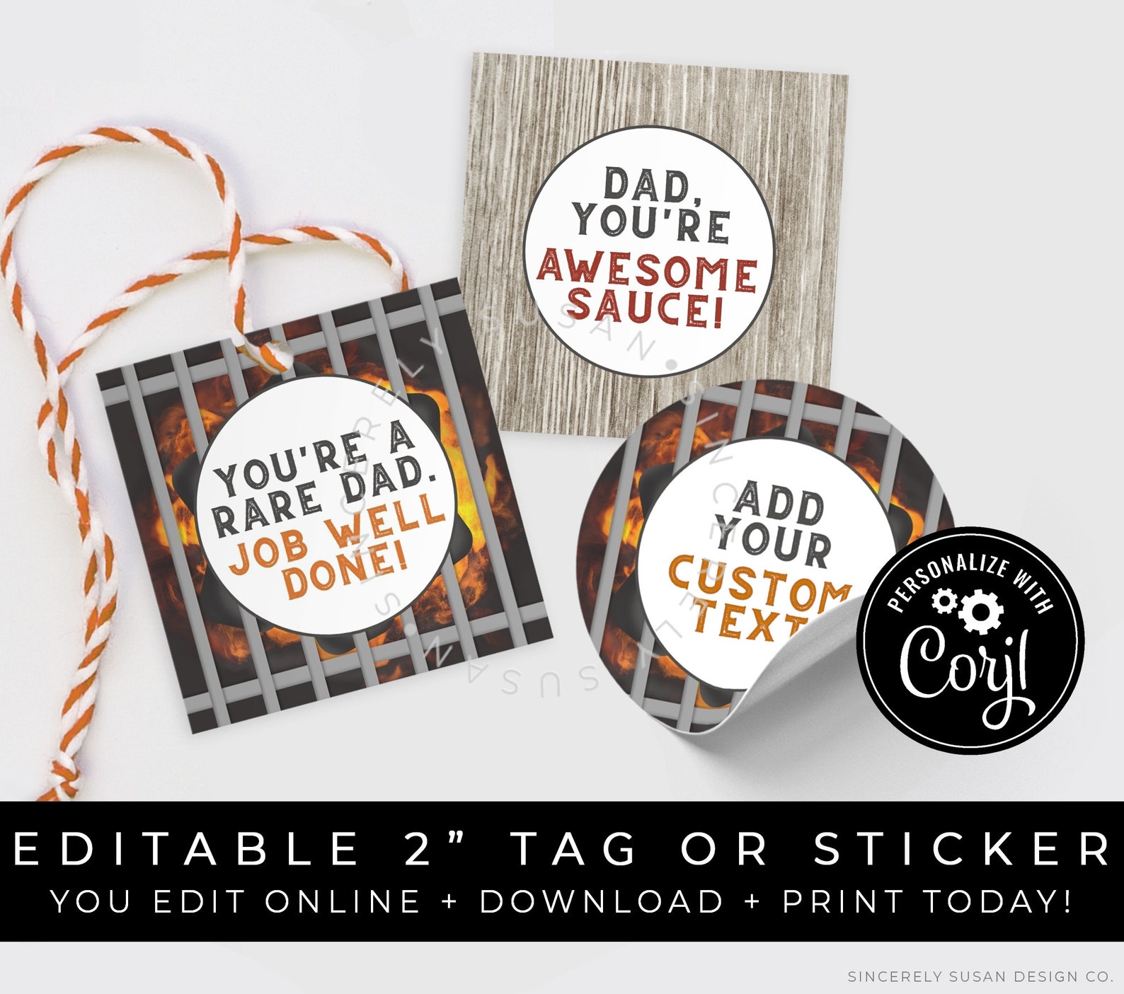 CUSTOMIZABLE Grilling Father's Day Tag, BBQ Grill Master Dad Mini ...