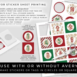 Instant Download Advent Cookie Calendar Tags Numbers, Christmas ...