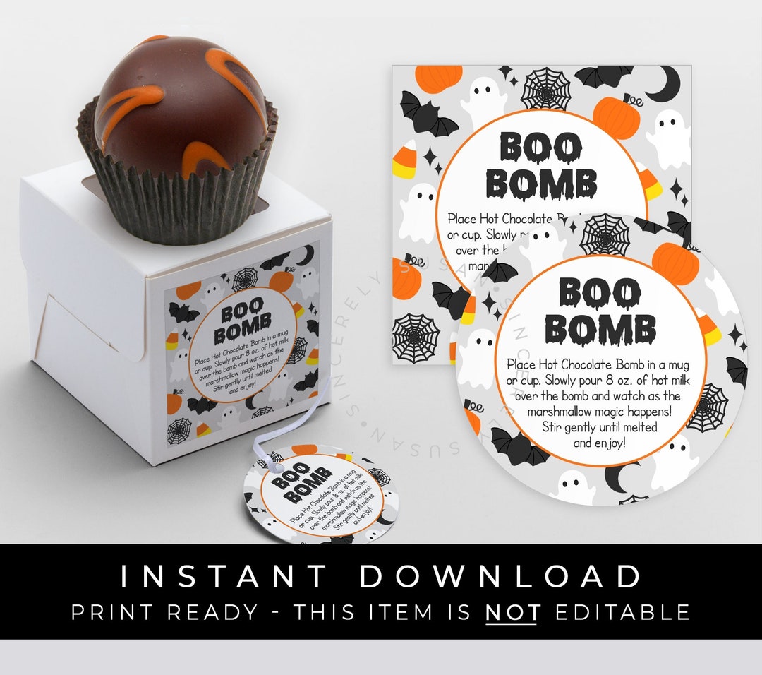 Instant Download Halloween Hot Chocolate Bomb Tag, Printable BOO Bomb ...