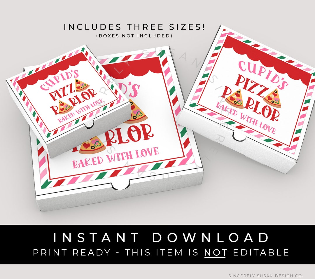 Instant Download Valentine Mini Pizza Cookie Label, Cupid's Pizza ...