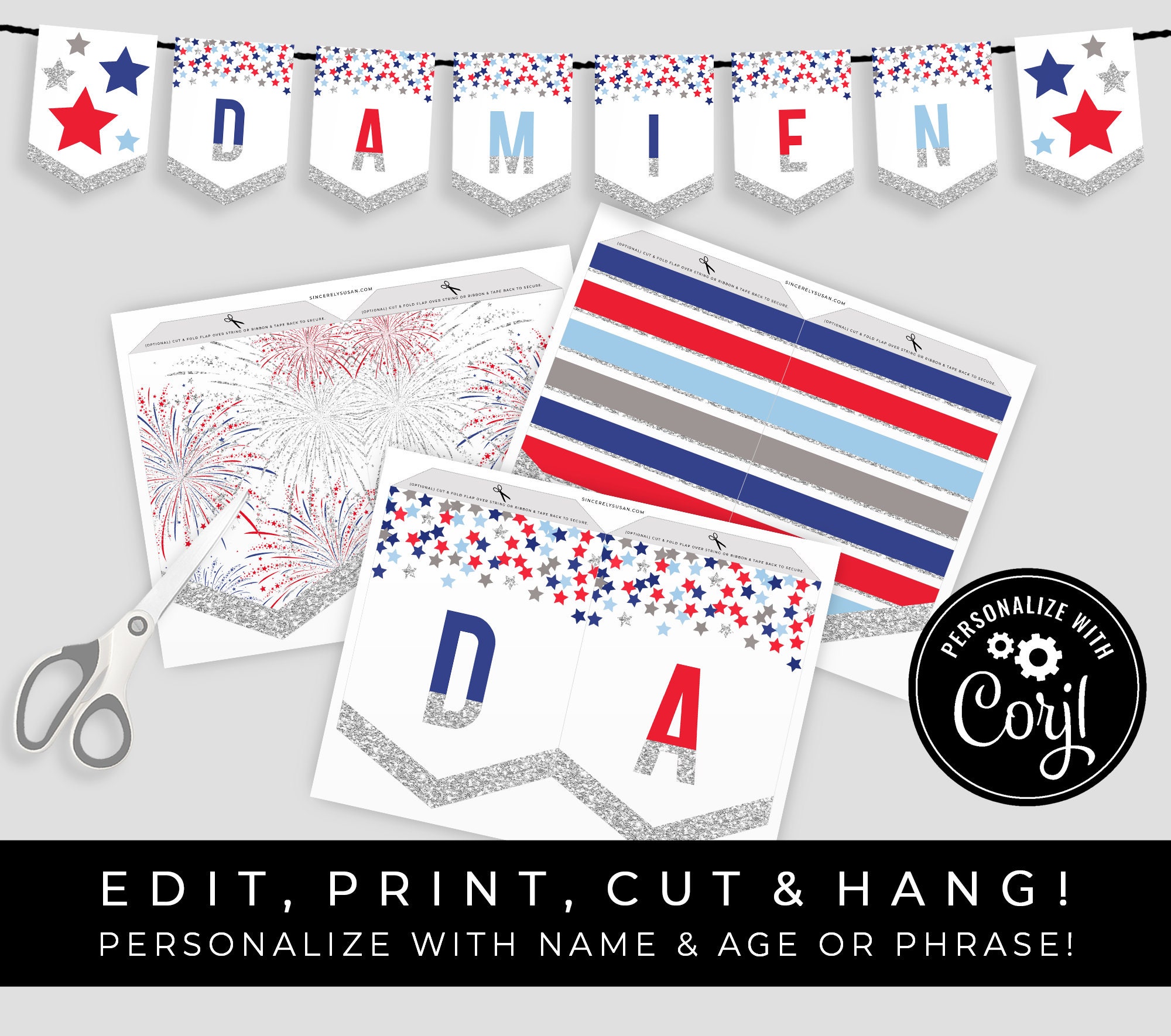 4th of July Happy Birthday Banner Printable Party Decoration Little ...
