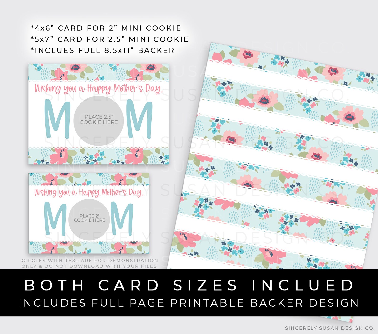 Instant Download Floral Happy Mother's Day MOM Cookie Card Printable ...