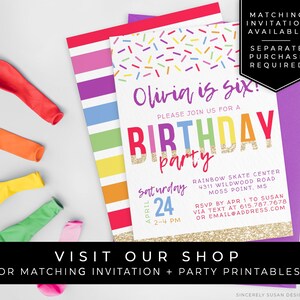 Rainbow Sprinkles Birthday Banner Printable, Rainbow Confetti Glitter ...