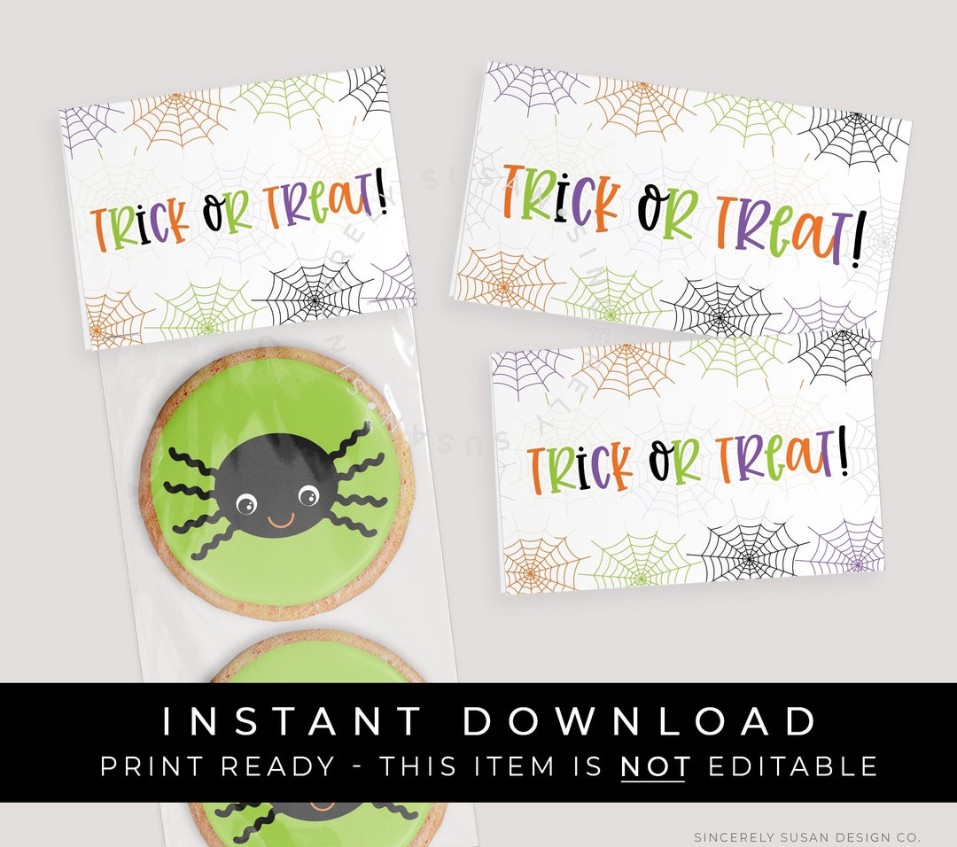 Instant Download Trick or Treat Halloween Spider Web Bag Topper, Purple ...