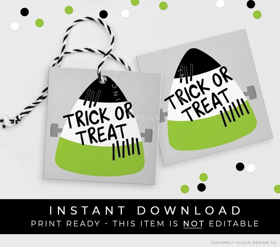 Instant Download Frankenstein Candy Corn Halloween Tag | Etsy