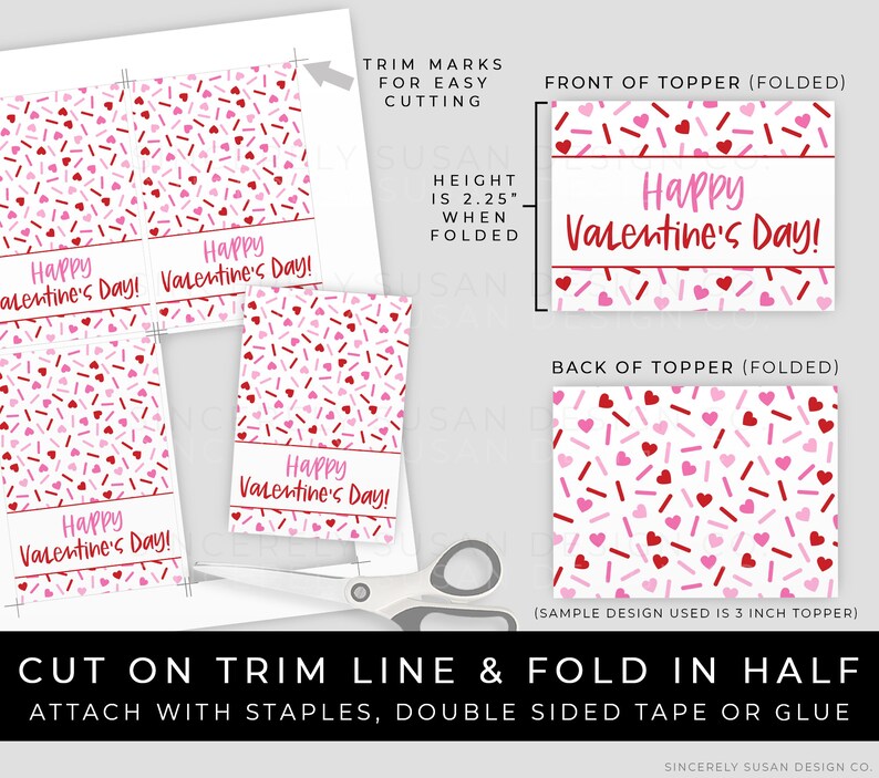 Instant Download Happy Valentine's Day Bag Topper Printable, Sprinkled ...