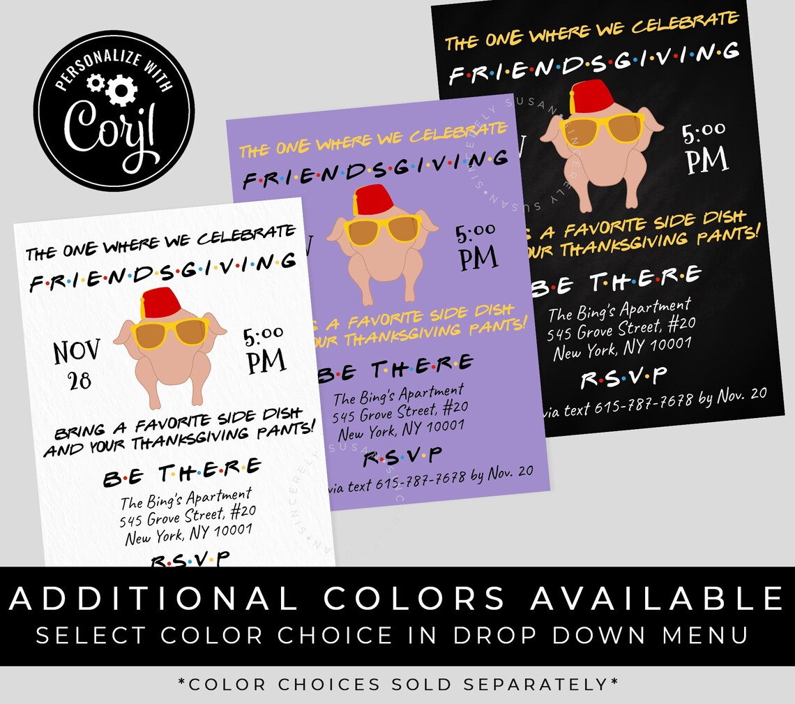 Friends Thanksgiving Turkey Invitation Friendsgiving Party Invite ...