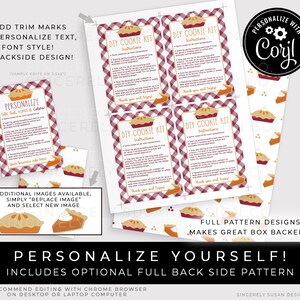CUSTOMIZABLE Pumpkin Pie DIY Cookie Kit Instructions Printable Card ...
