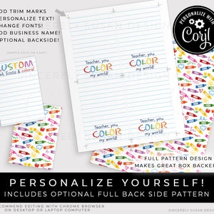 CUSTOMIZABLE Crayons Back to School Printable Cookie Cards, BTS Missed ...