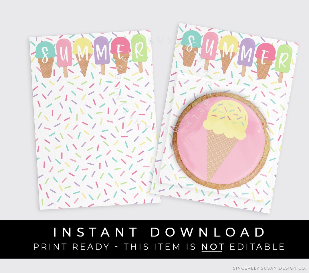 Instant Download Popsicle Ice Cream Sprinkles Cookie Card Printable ...