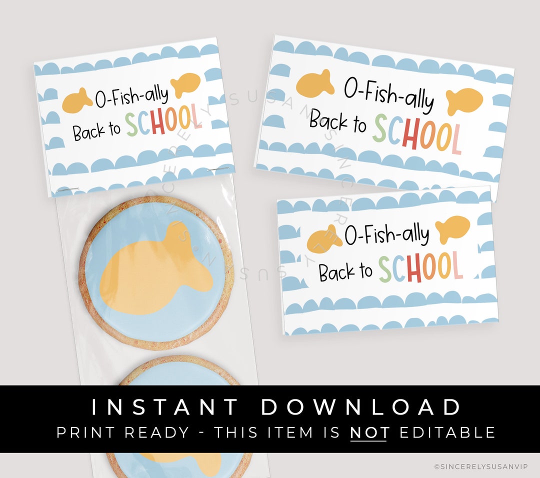 Instant Download O-fish-ally Back to School Bag Topper, Goldfish ...