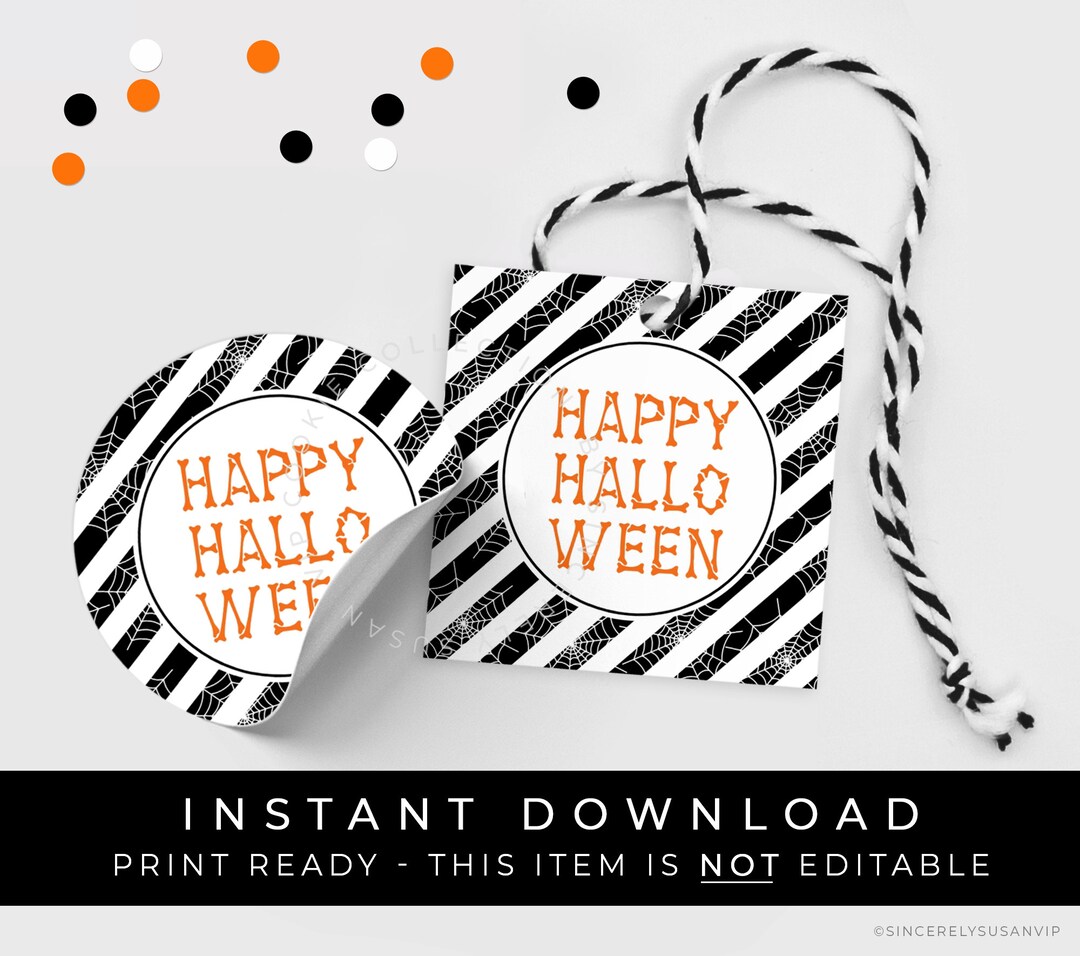 Instant Download Happy Halloween Cookie Tag Printable, Spooky Halloween ...