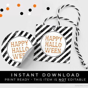 Instant Download Happy Halloween Cookie Tag Printable, Spooky Halloween ...