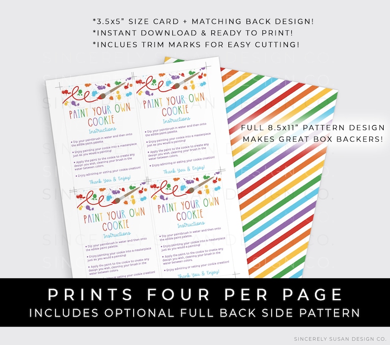 Instant Download PYO Cookies Instructions Printable Card - Etsy