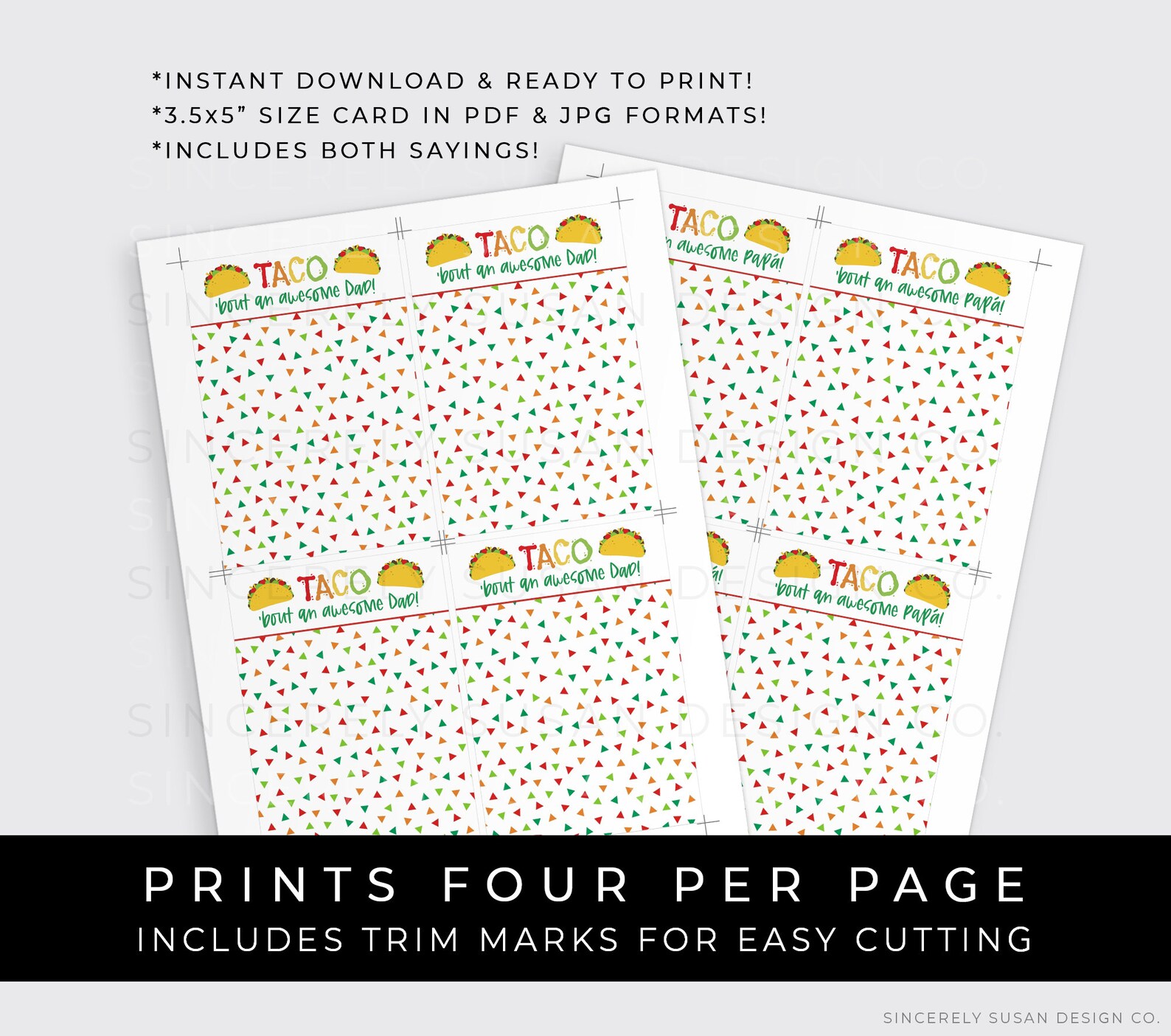 Instant Download Father's Day Taco Cookie Card Printable - Etsy