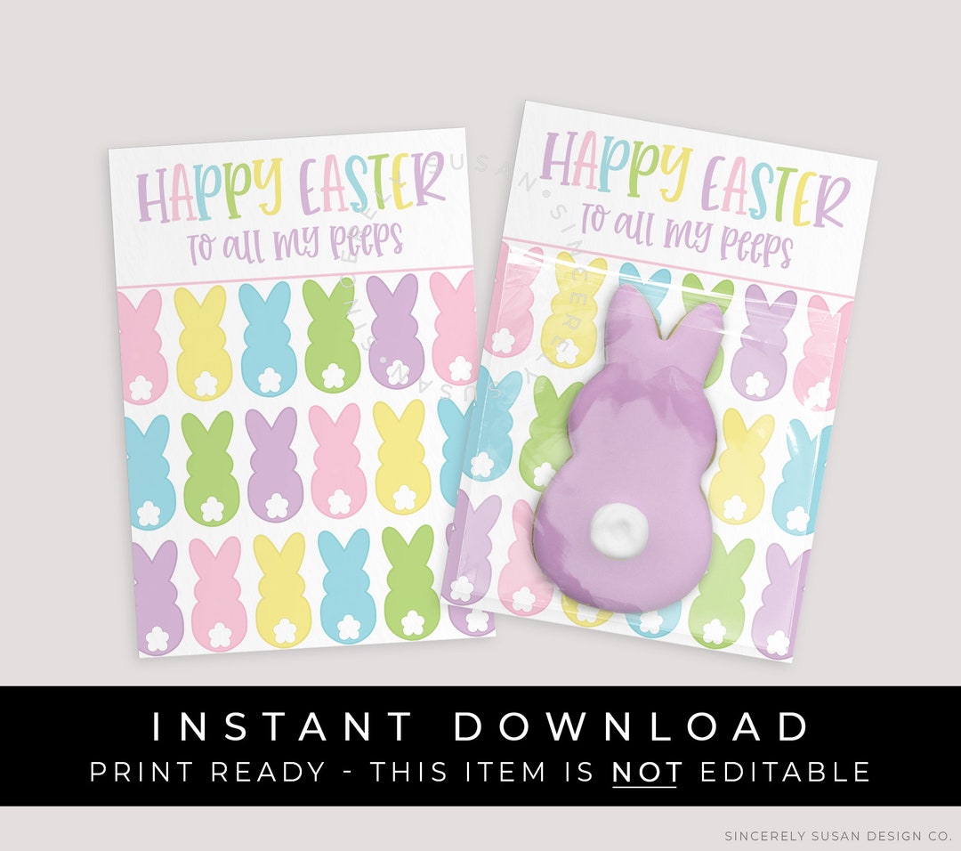 Instant Download Happy Easter to My Peeps Mini Cookie Cards, Printable ...