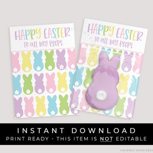 Instant Download Happy Easter to My Peeps Mini Cookie Cards, Printable ...