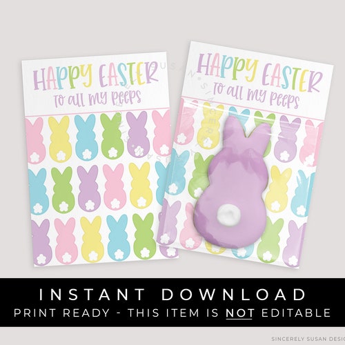 Printable Mini Cookie Card 5 X 3.5 Happy Easter - Etsy