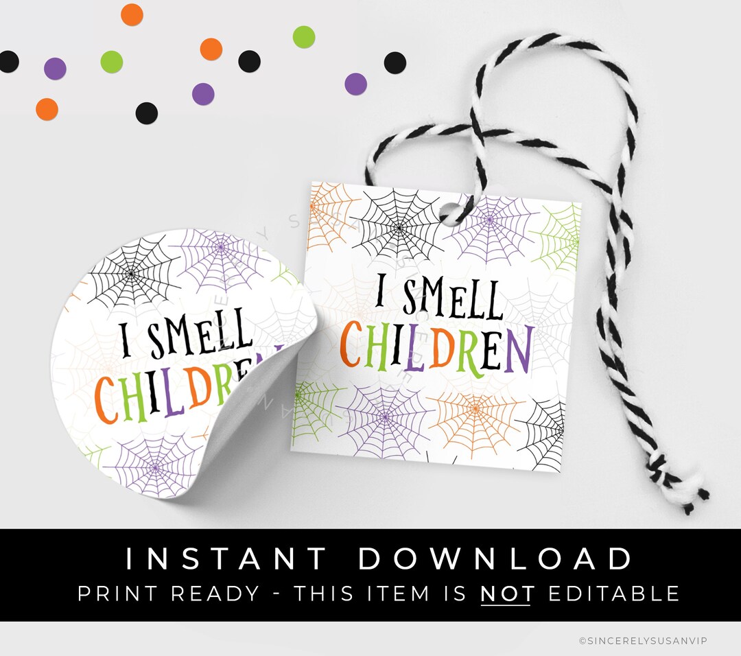 Instant Download Halloween Smell Children Spider Web Printable Cookie ...