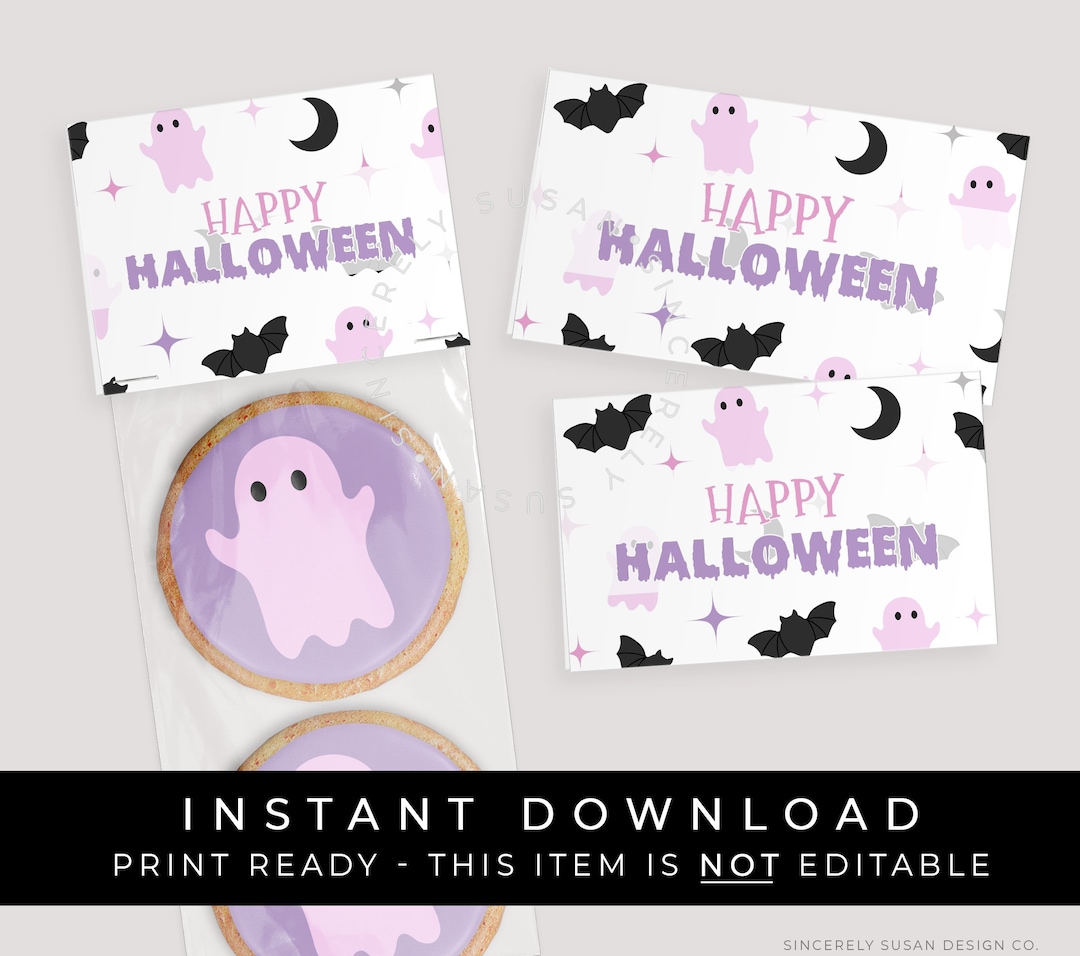 Instant Download Happy Halloween Bag Topper, Purple Pink Spooky Sweet ...