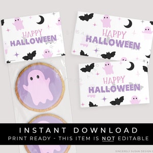 Instant Download Happy Halloween Bag Topper, Purple Pink Spooky Sweet ...