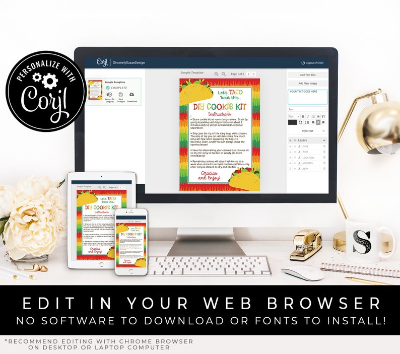 CUSTOMIZABLE DIY Taco Cookie Kit Instructions Printable Card - Etsy