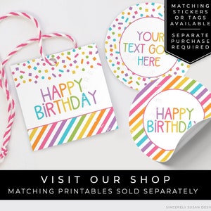 CUSTOMIZABLE Birthday Rainbow Sprinkles Confetti Tag, Confetti Mini ...