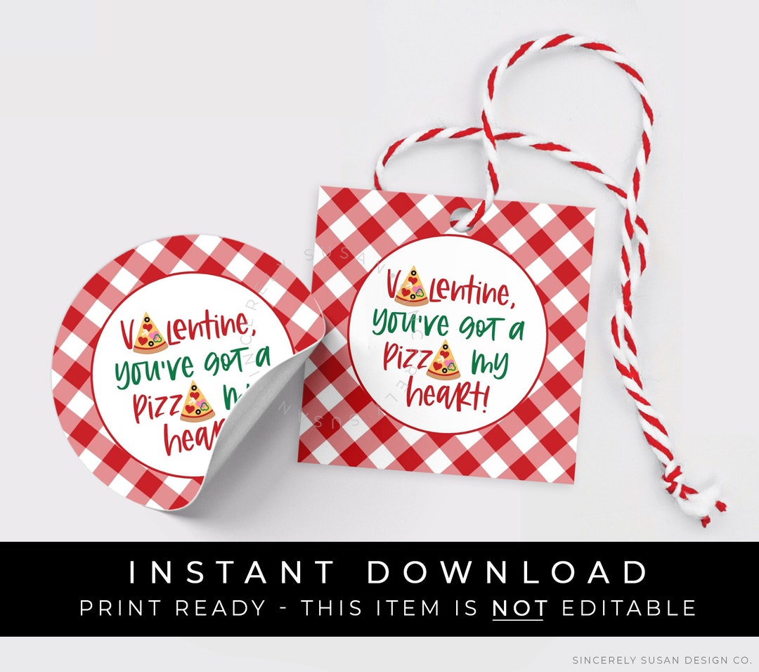 Instant Download Valentine Pizza My Heart Cookie Tag, Heart Pizza ...