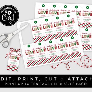 CUSTOMIZABLE Christmas Cookie Gift Tag Baked With Love Printable ...