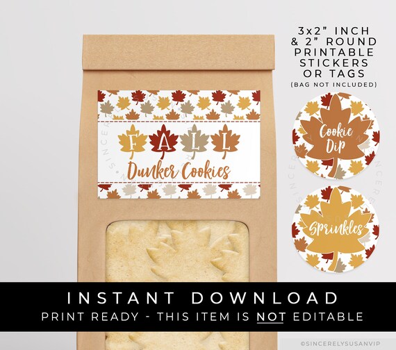 Instant Download Fall Dunker Cookies Printable Label Fall | Etsy