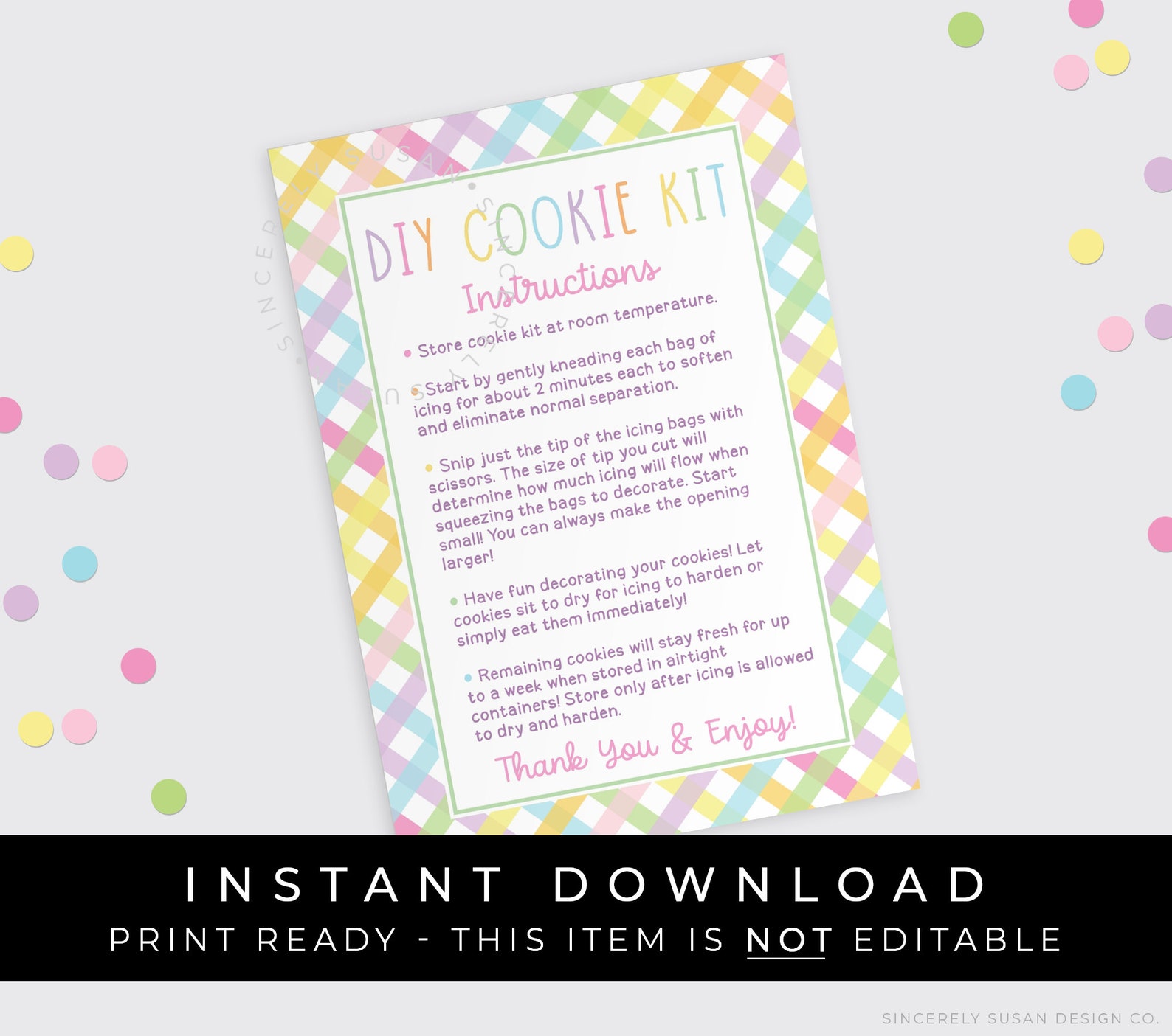 Instant Download DIY Cookie Kit Instructions Card Printable, Spring ...